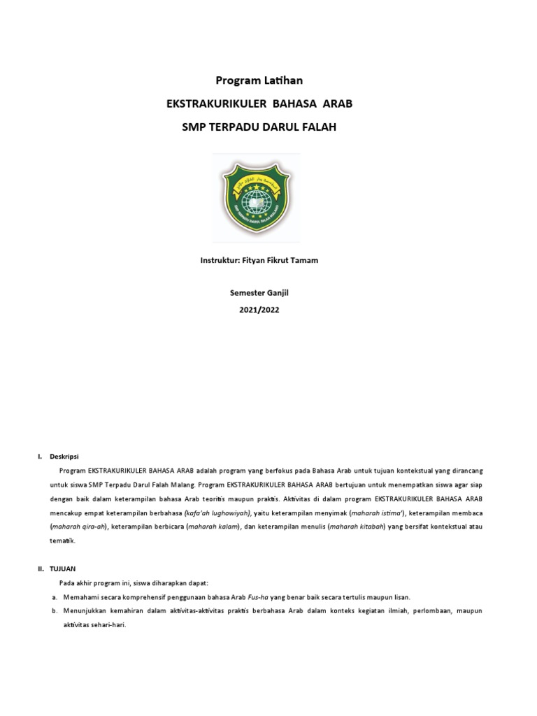 Program Eskul Bahasa Arab | PDF