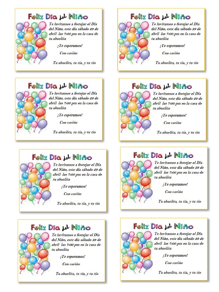 Invitaciones Dia Del Niño | PDF