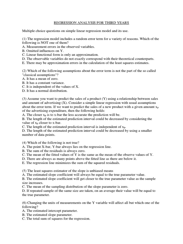 Regression Analysis For Third Years | PDF