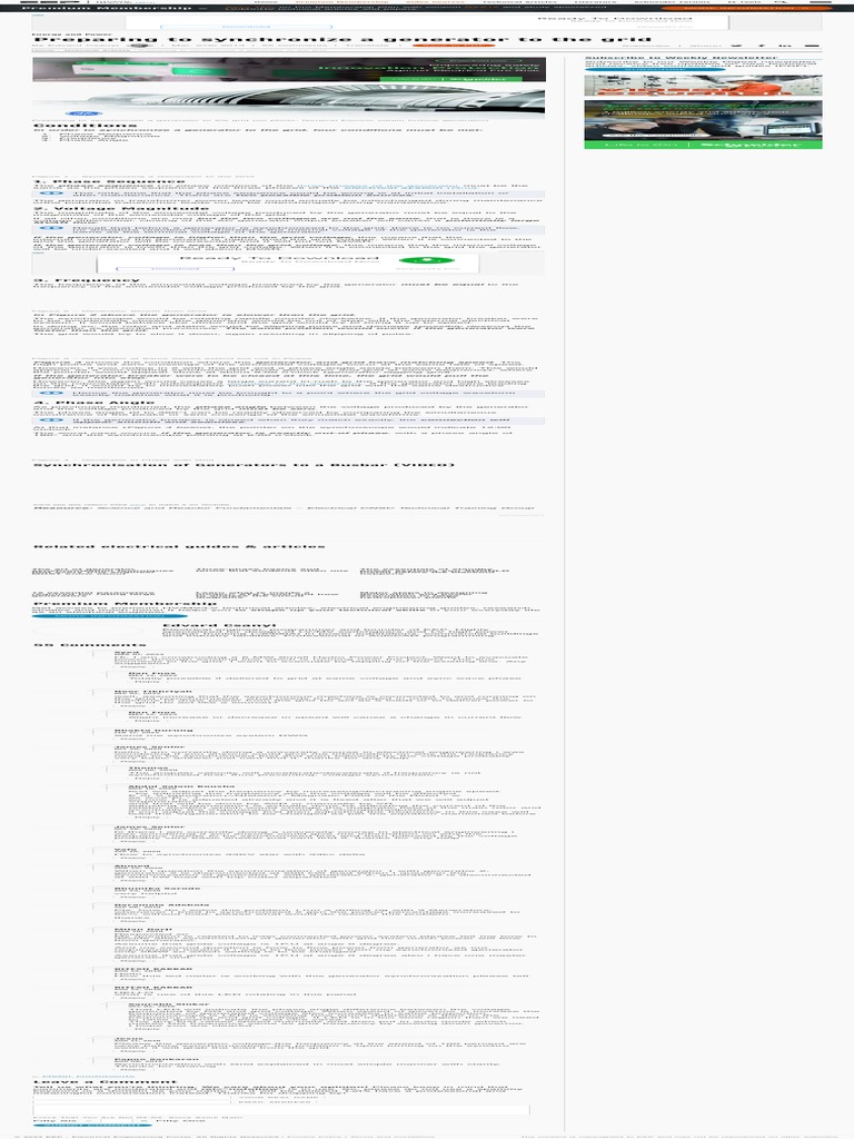 Preparing To Synchronize A Generator To The Grid | PDF