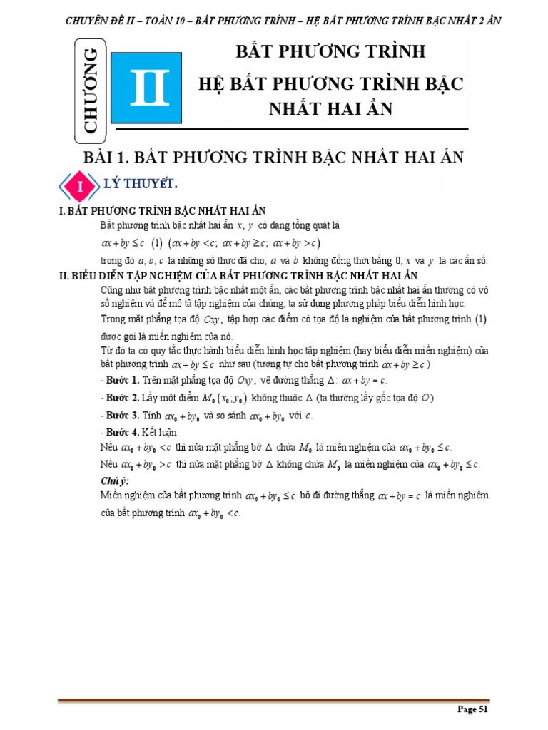 Chuyen de Bat Phuong Trinh Va He Bat Phuong Trinh Bac Nhat Hai An Toan 10 CTST | PDF