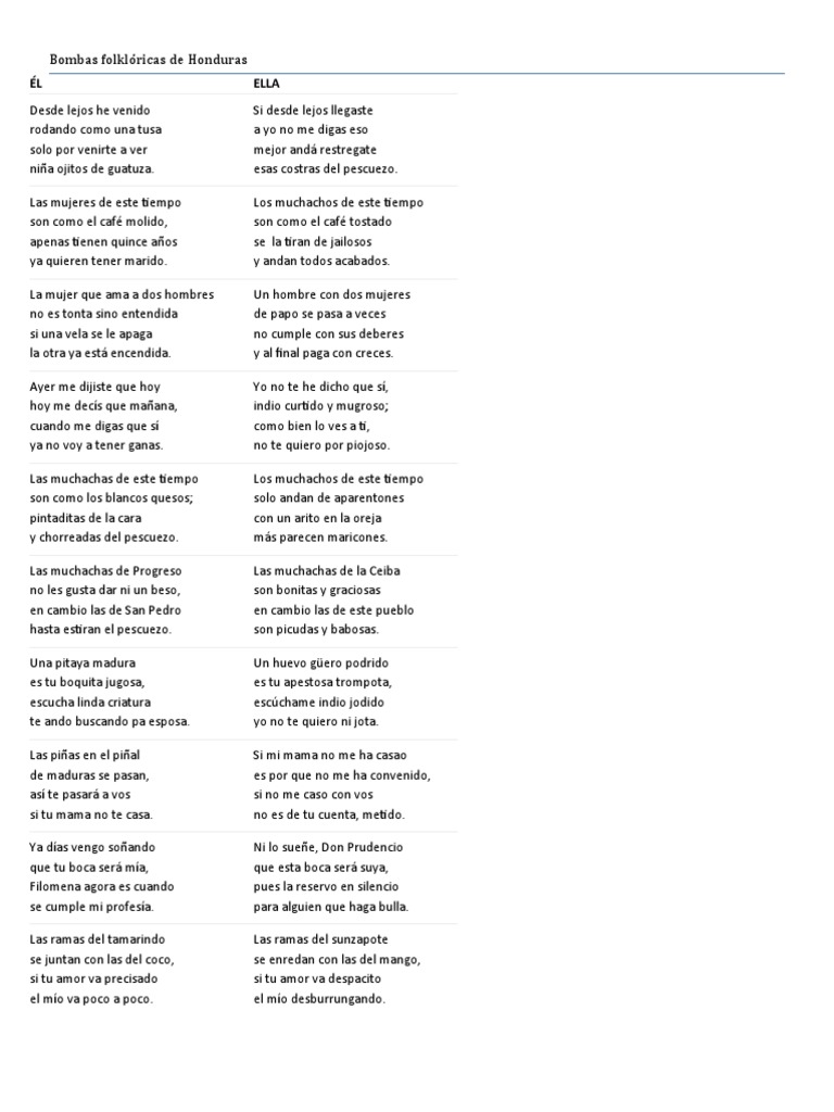 Bombas Folklóricas de Honduras | PDF