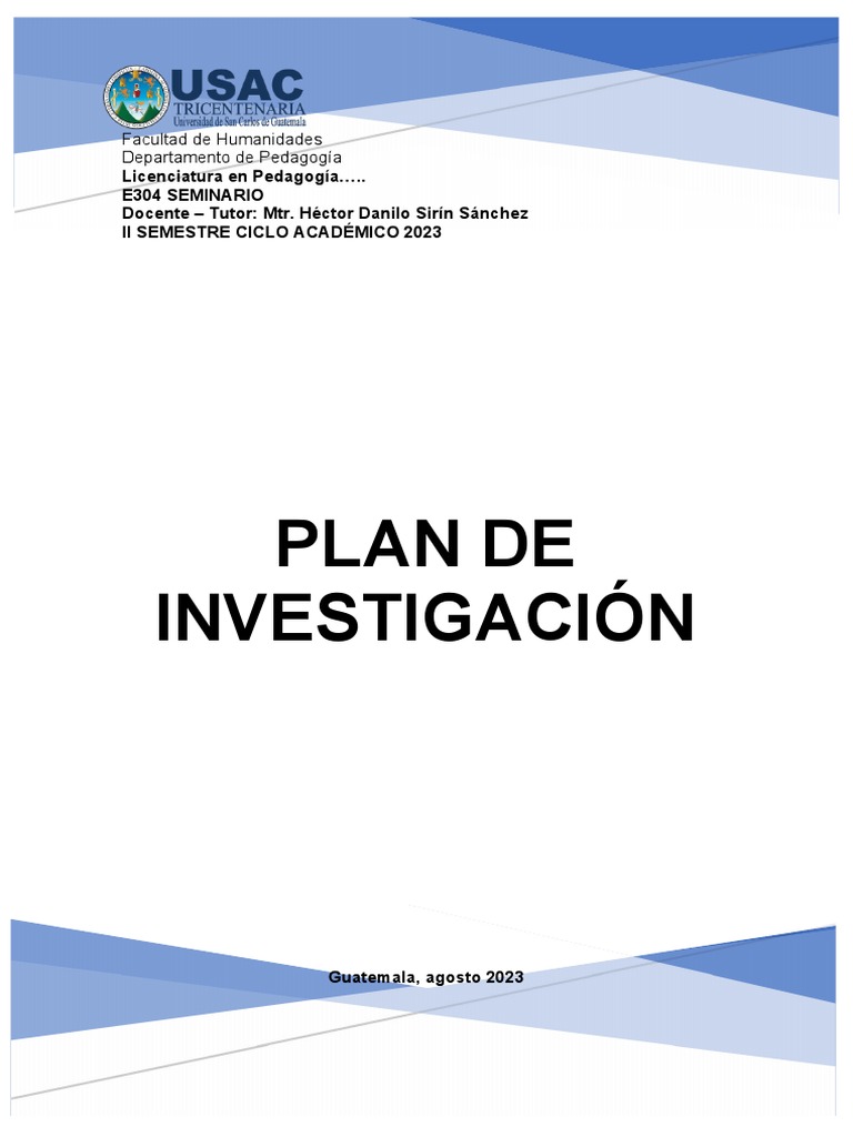 Plantilla para Plan de Investigación | PDF