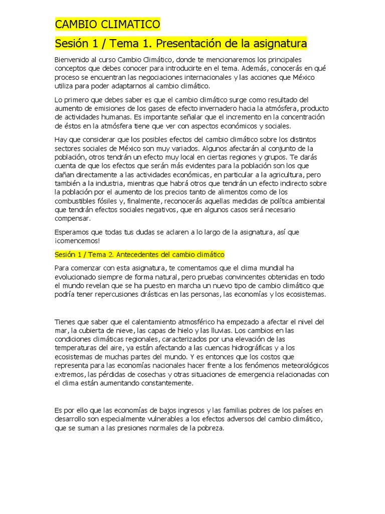 Efectos del Cambio Climático en el Planeta | PDF | Gases de efecto ...