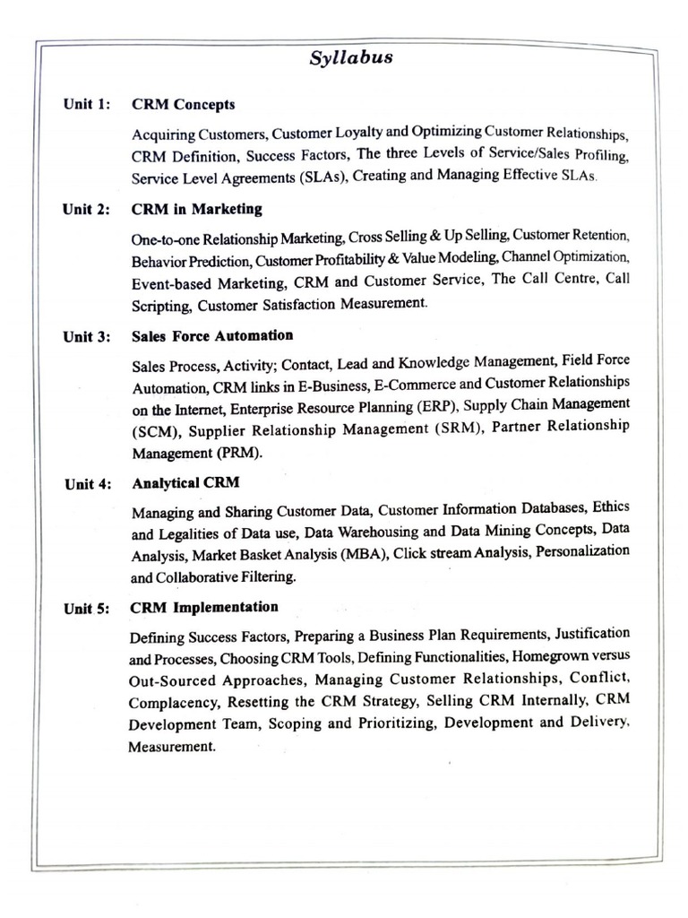 CRM Unit 1 | PDF