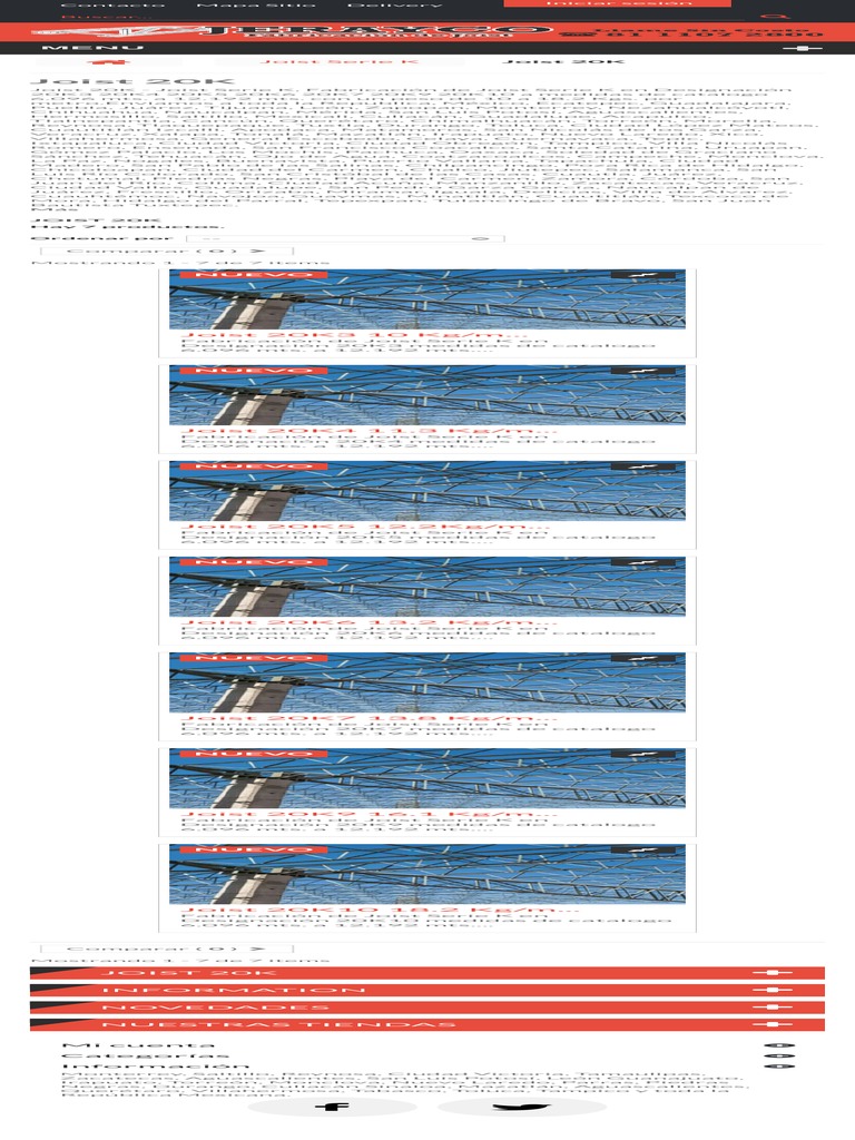 Fabricación Joist 20K3 20K4 20K5 20K6 20K7 20K9 20K10 - Jerayco ...