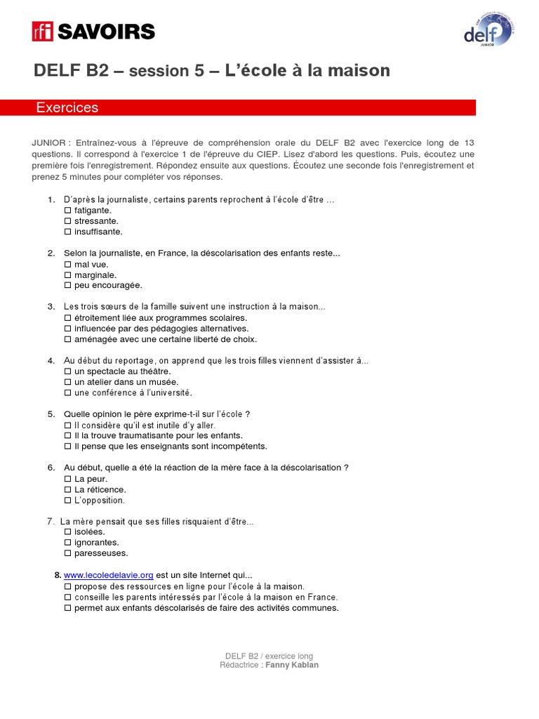 Exercice DELF B2 : Compréhension orale | PDF