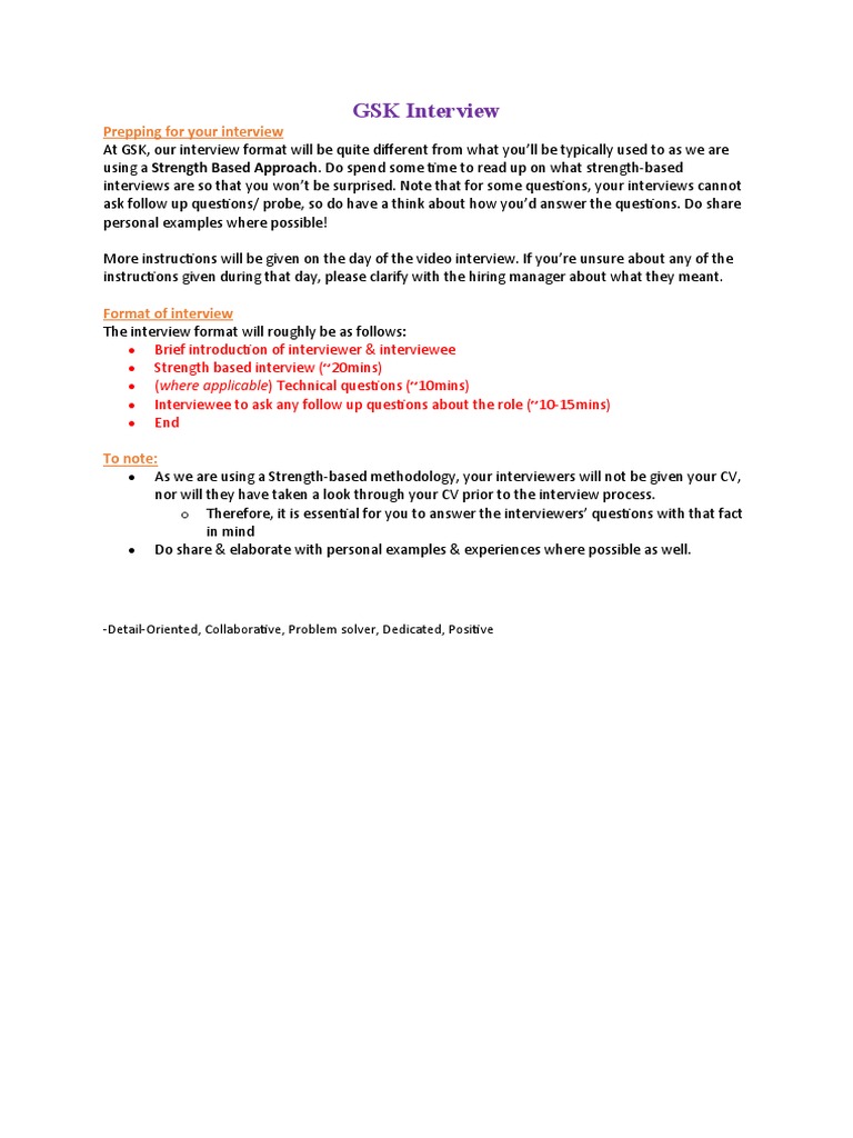 GSK Interview | PDF | Leadership | Interview