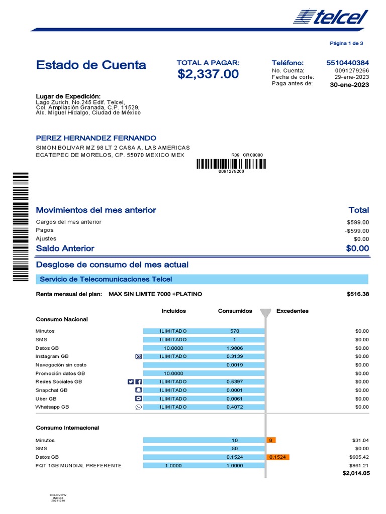 Recibo Telcel | PDF