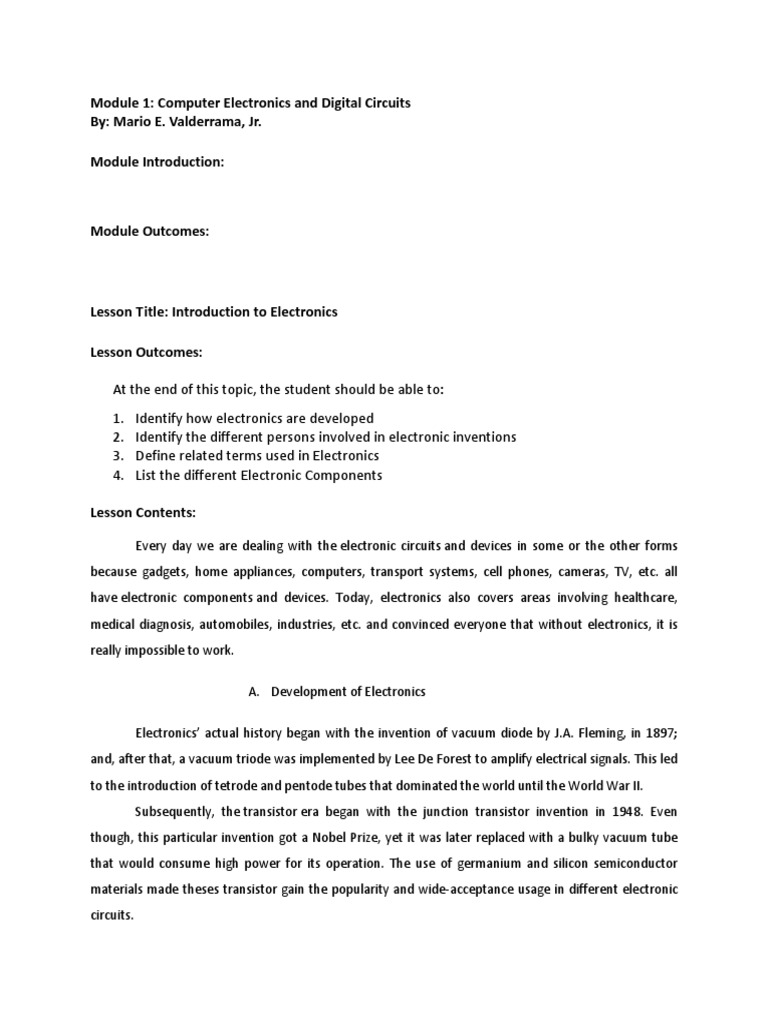 Lesson 1 Intro To Electronics | PDF | Electronics | Integrated Circuit