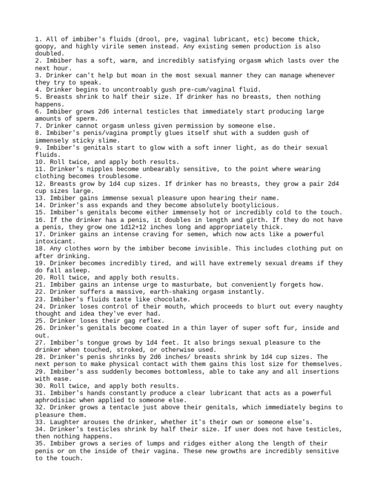 Lewd Potion Table | PDF