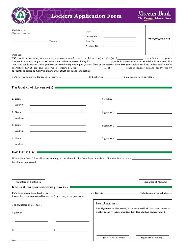 Locker Application Form | PDF