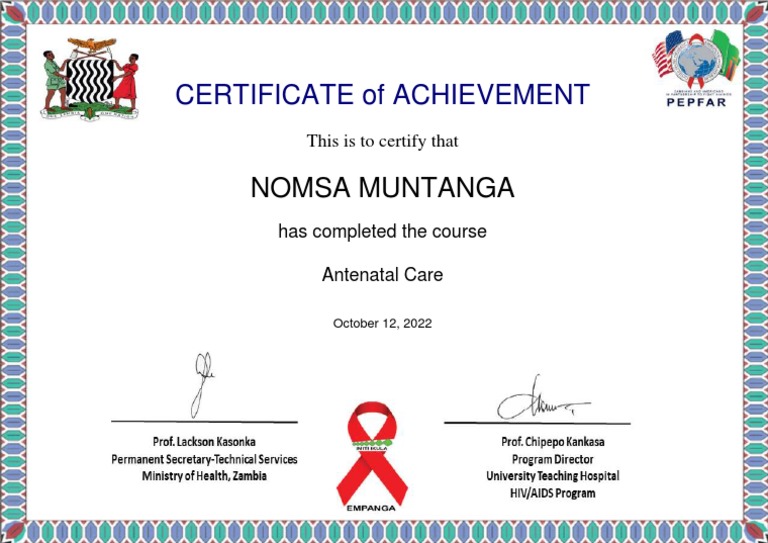 ANC - Antenatal Care Certificate | PDF