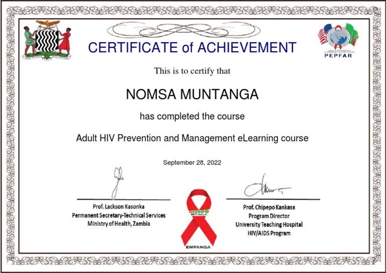 ADUHIV - Adult HIV Prevention and Management Certificate | PDF