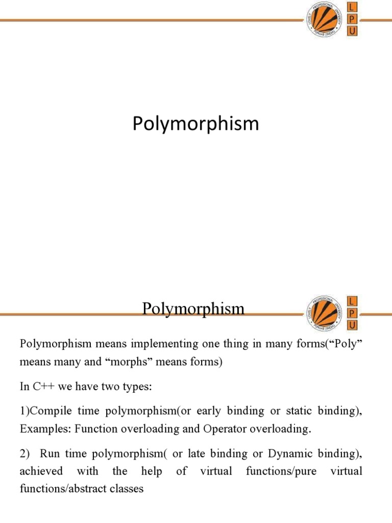 Polymorphism Lec 2 Pdf Class Computer Programming Inheritance Object Oriented Programming 5621