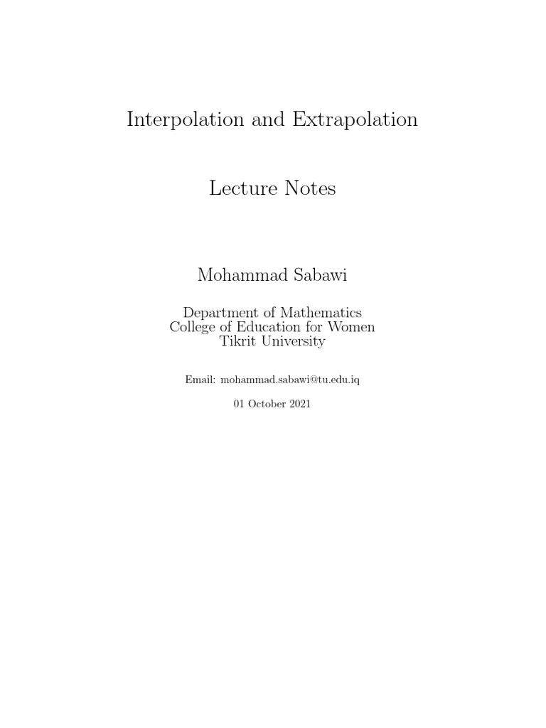Interpolation and Extrapolation | PDF