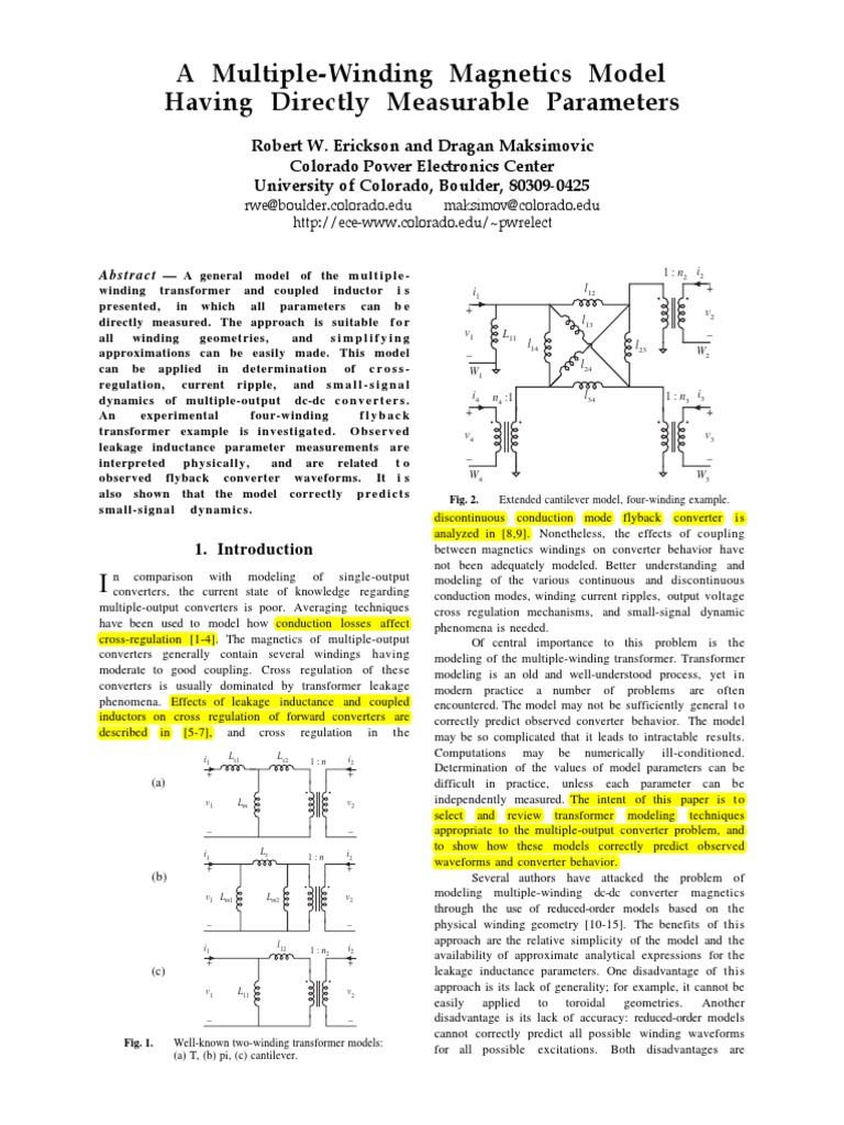 Multiple-Winding Transformer Modeling | PDF | Inductance | Transformer