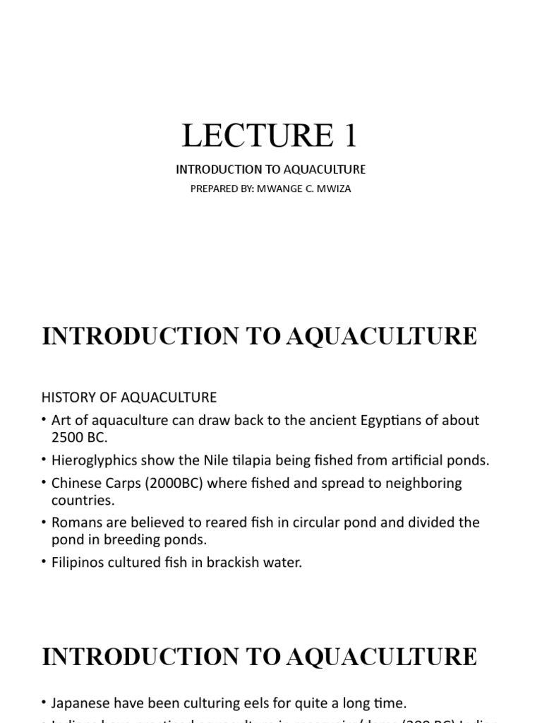 Introduction to Aquaculture Overview | PDF