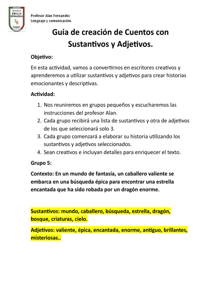 Creación de Cuentos: Adjetivos y Sustantivos | PDF | Libros para ...
