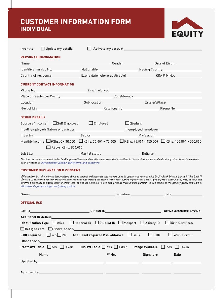 Customer Information - Individual Form | PDF
