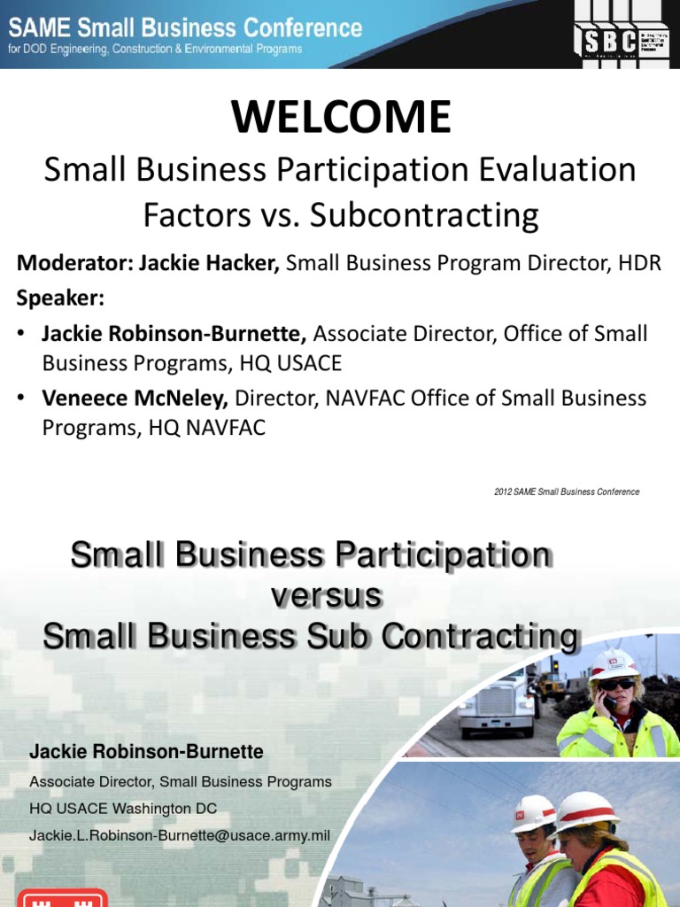 Small Business Participation Evaluation Factors Vs Subcontracting ...