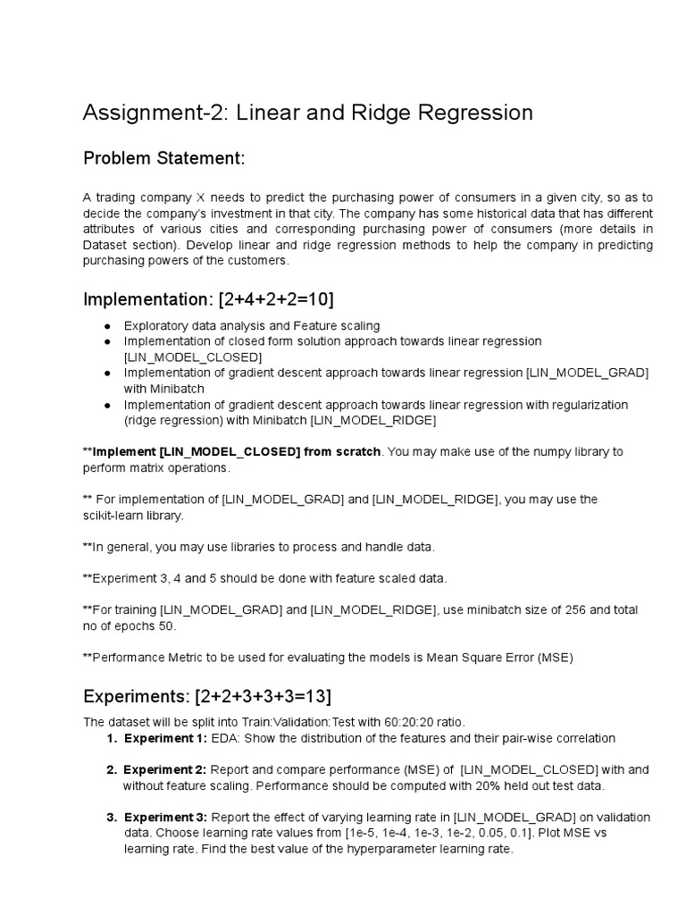 Assignment 2 | Download Free PDF | Regression Analysis | Mean Squared Error