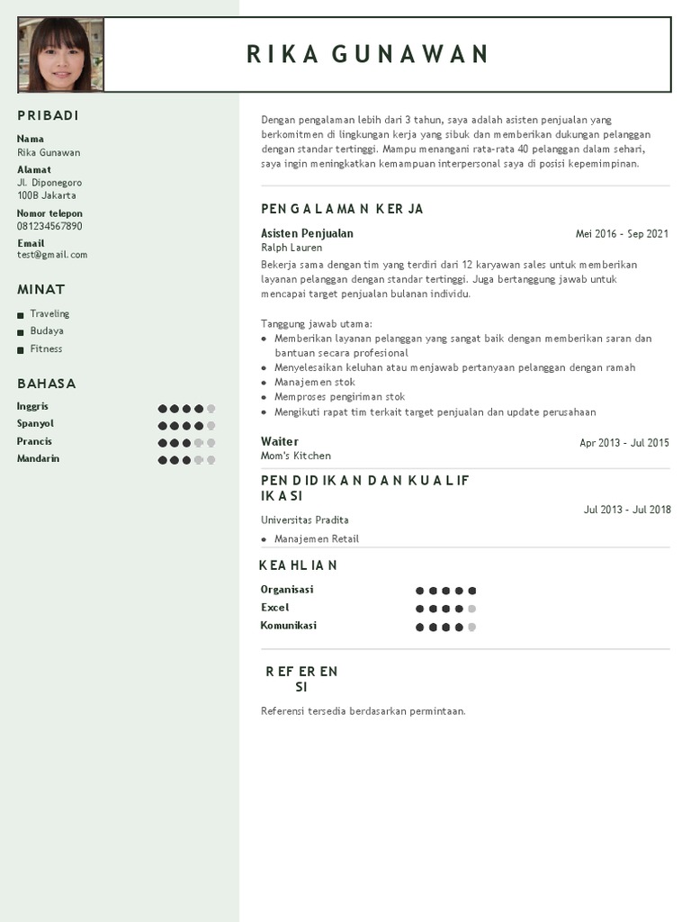 Contoh CV Retail | PDF