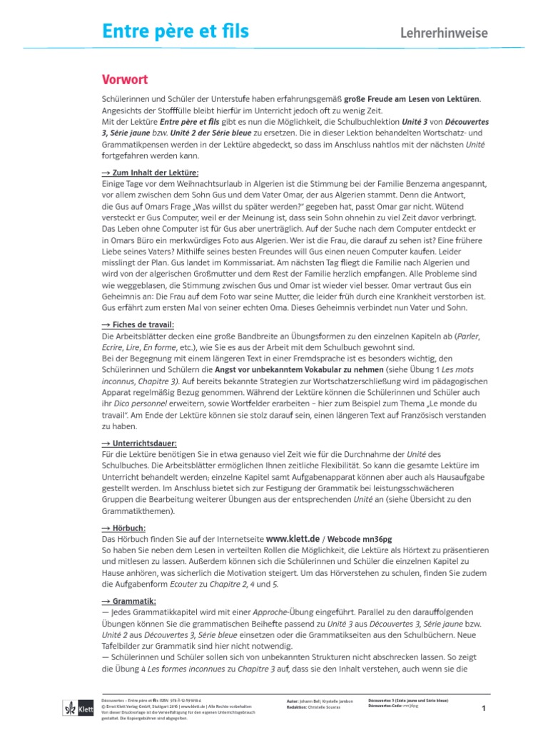 Entre Pere Et Fils - KV Loesungen | PDF