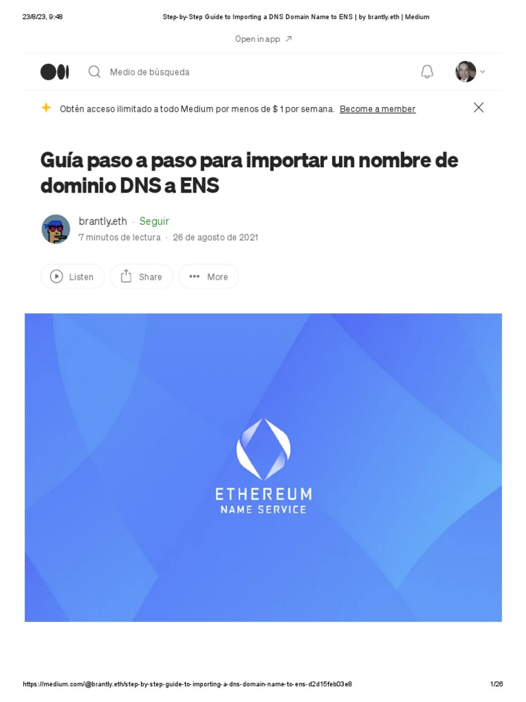 Step-by-Step Guide To Importing A DNS Domain Name To ENS - by Brantly - Eth - Medium | PDF