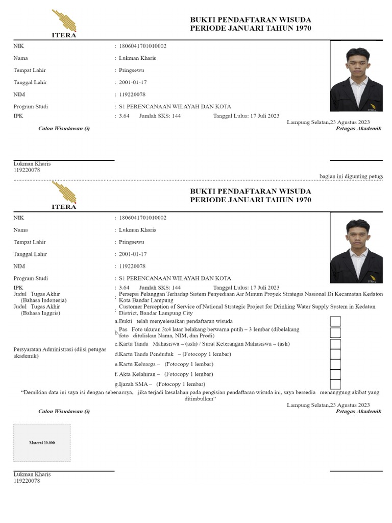 Bukti Daftar Wisuda | PDF