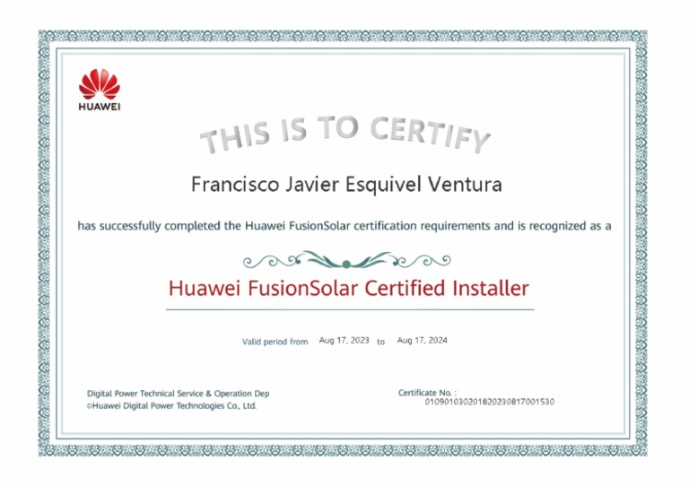 FusionSolar Service Primary Certificate | PDF