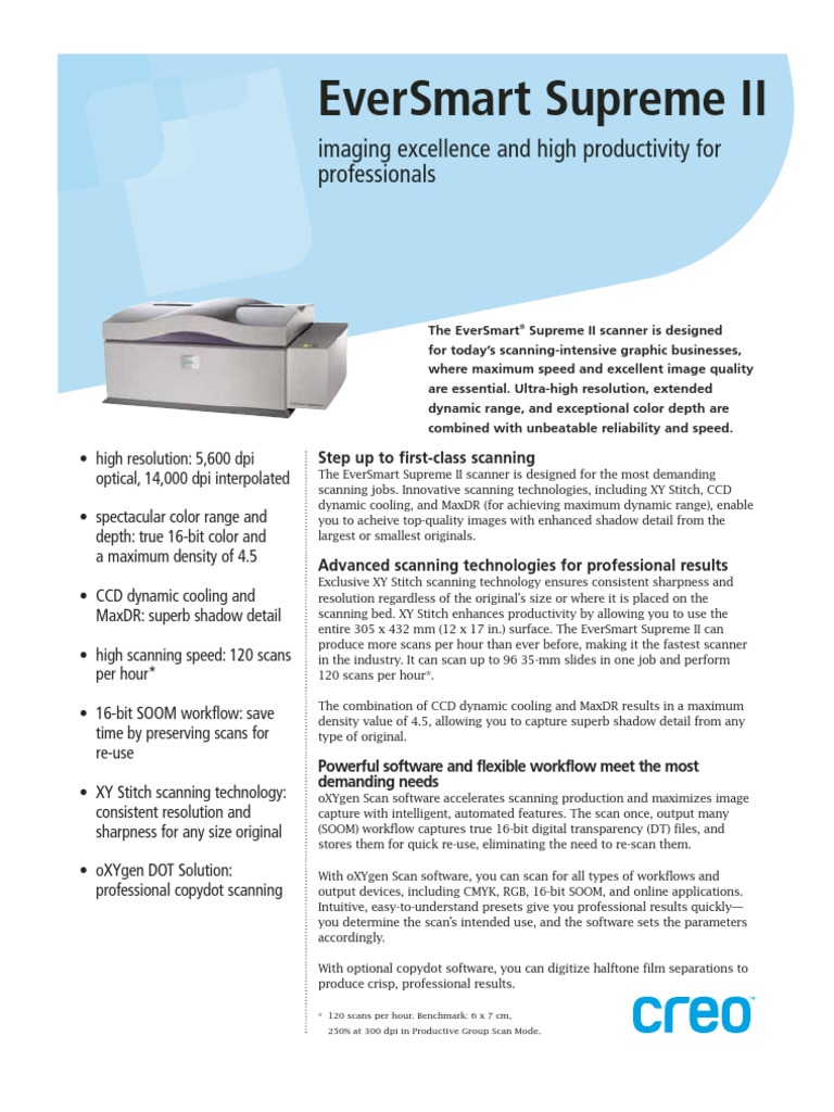 kodak-eversmart-supreme-ii | PDF | Image Scanner | Image Processing