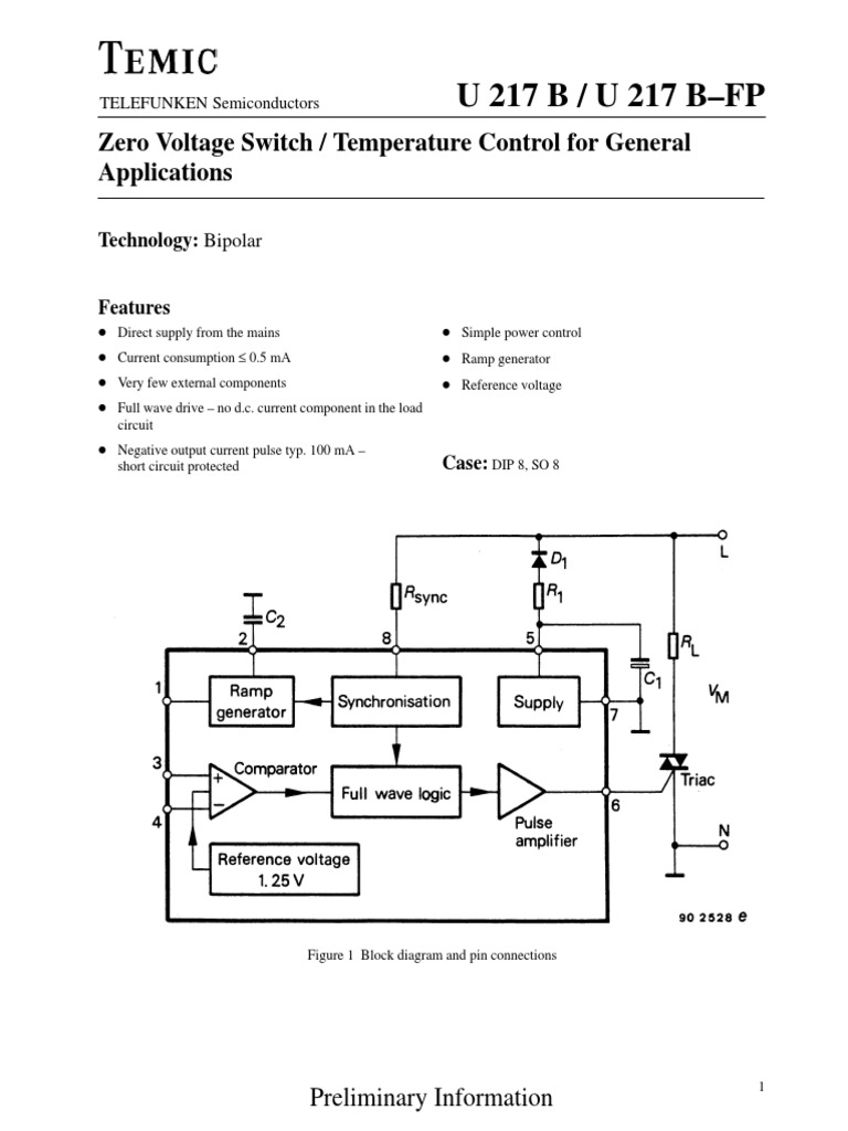 U 217 B / U 217 B-FP: Zero Voltage Switch / Temperature Control For ...