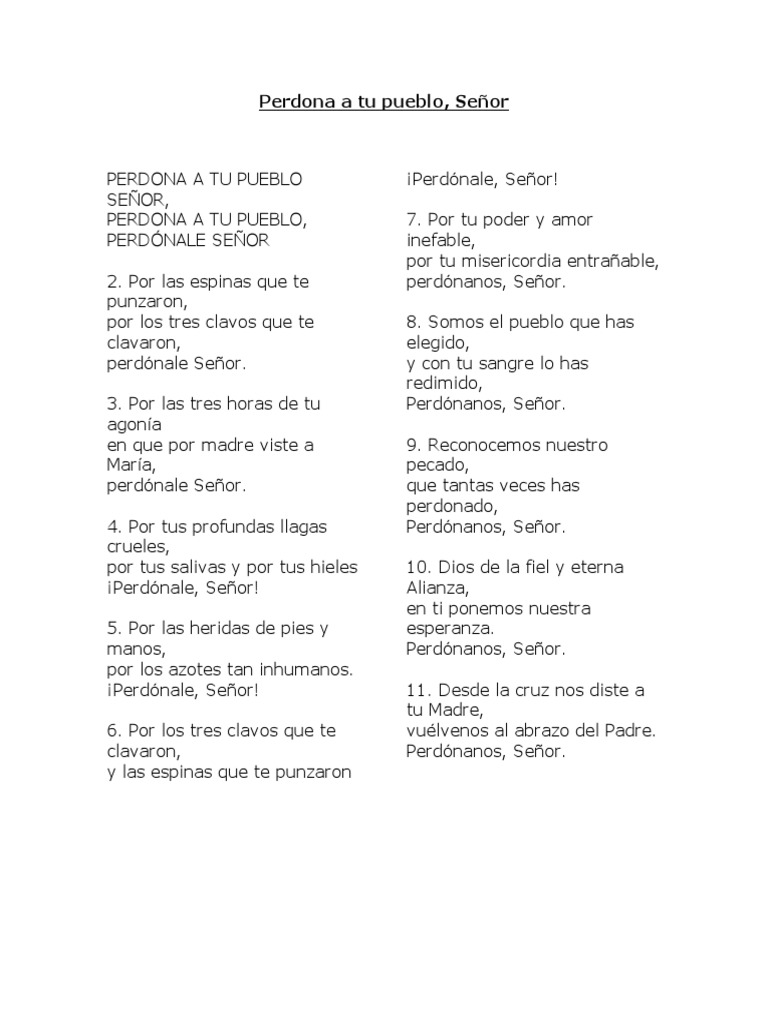 Perdona a tu pueblo, Señor: Letra y Acordes | PDF | Cocina, comidas y vino