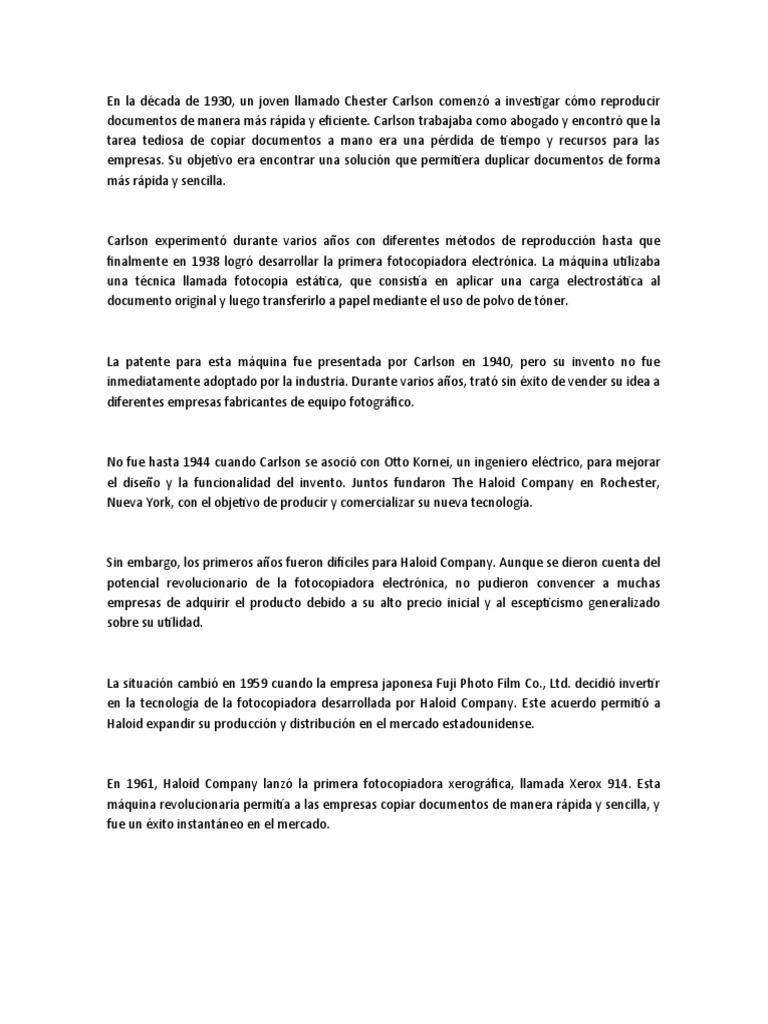 Origen y Antecedentes de XERox | PDF | Fotocopiadora | Business Origen y Antecedentes de XERox | PDF | Fotocopiadora | Business
