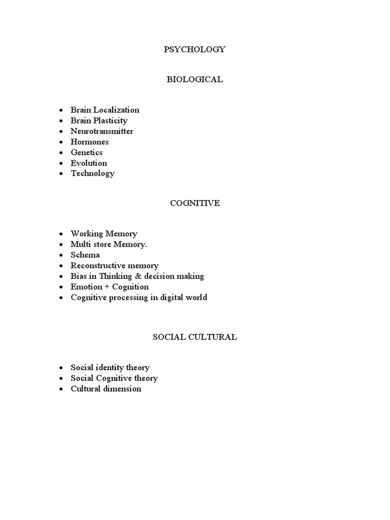 Psychology Paper 1 | PDF | Memory | Psychological Concepts