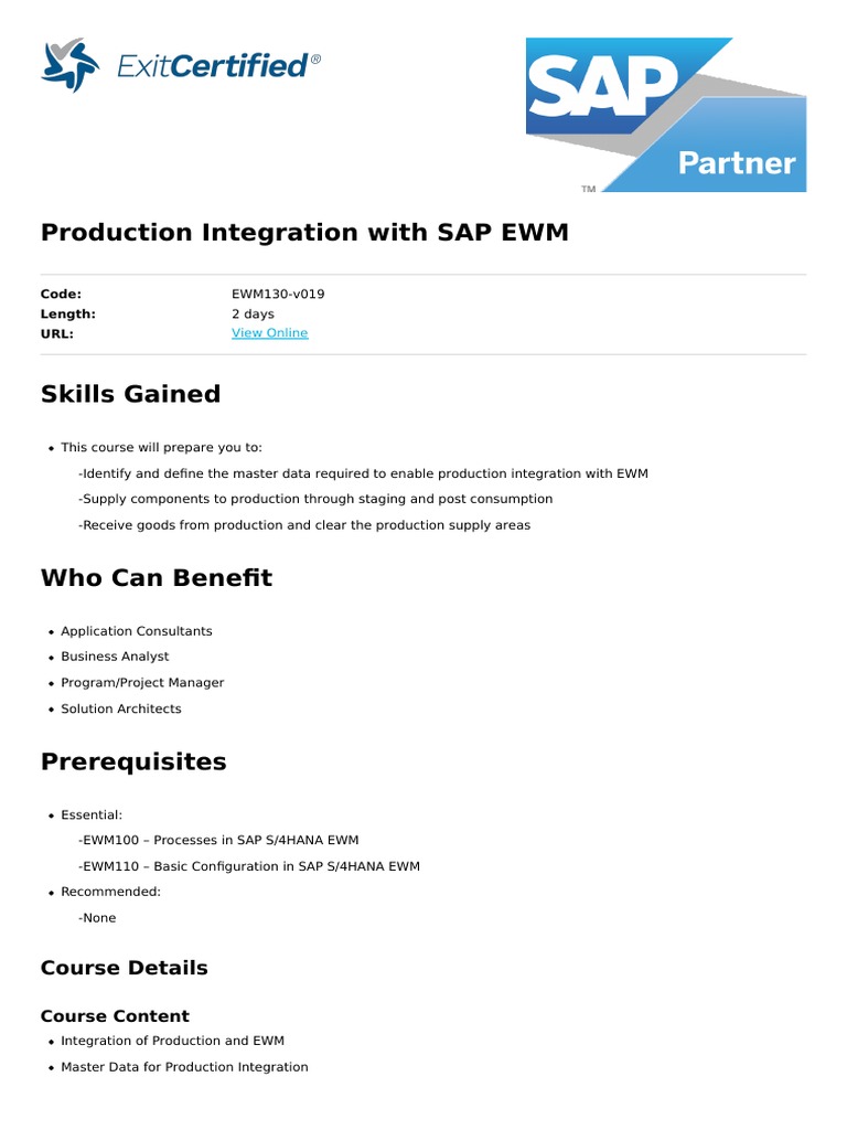 Production Integration With Sap Ewm | PDF | Computers