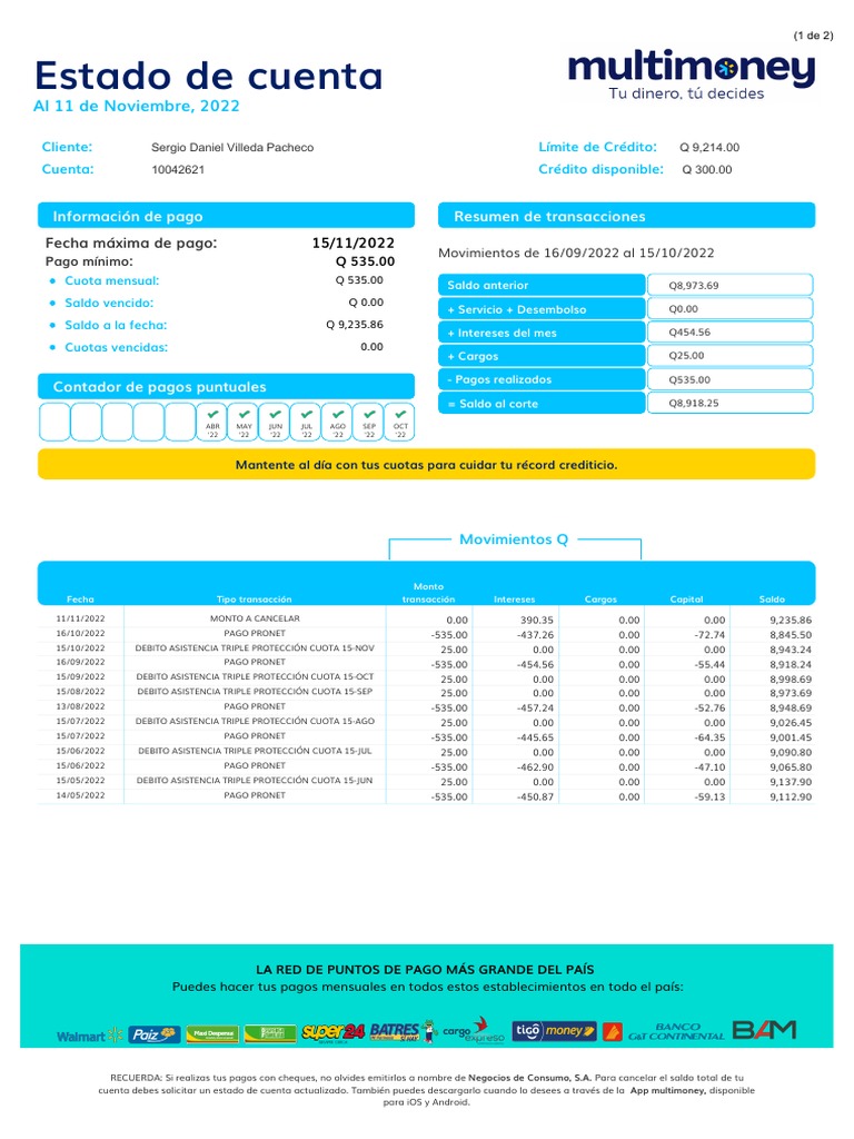Estado de Cuenta Multimoney | PDF | Tarjeta de crédito | Tarjeta de débito