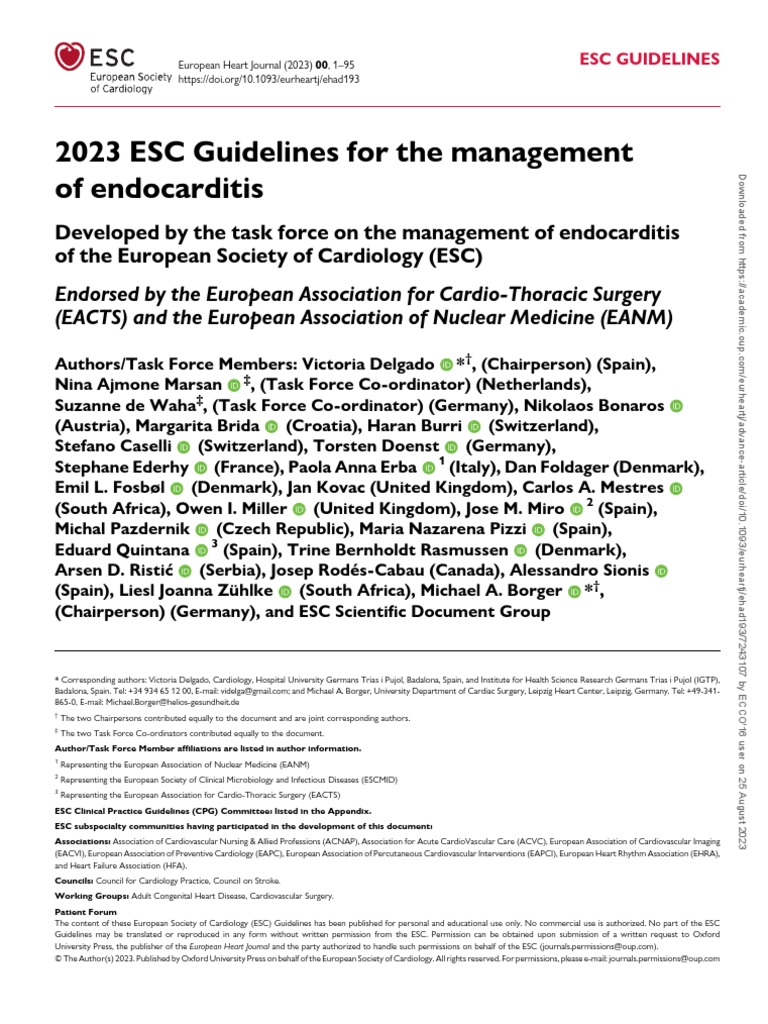 ESC Guidelines Endocarditis | PDF