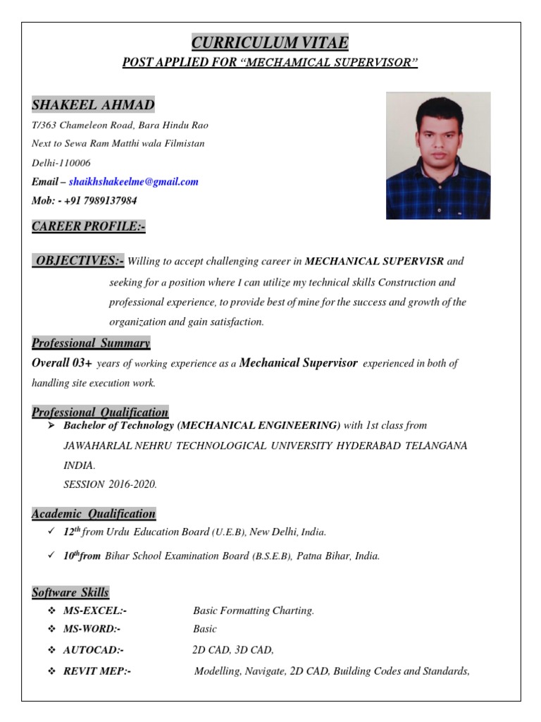 Mechanical Supervisor Profile | PDF | Career & Growth