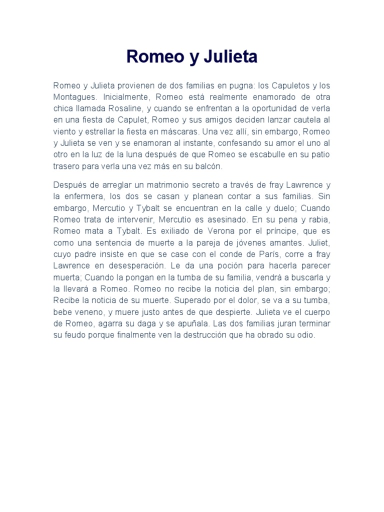 Resumen de Romeo y Julieta | PDF