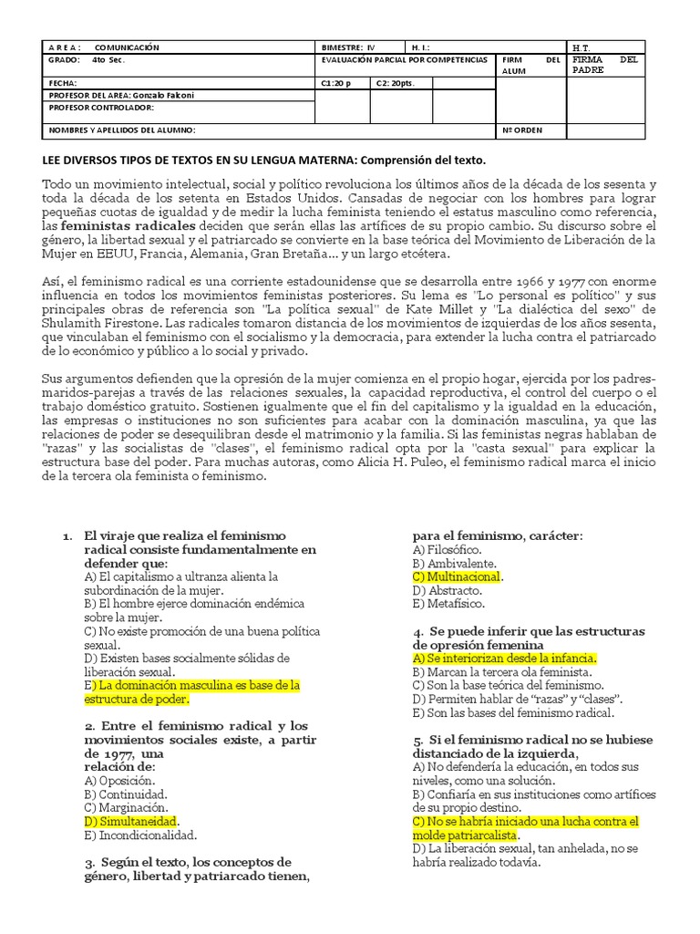 Examen de Comunicacion Xiomara Milagros Mamani Machaca | PDF