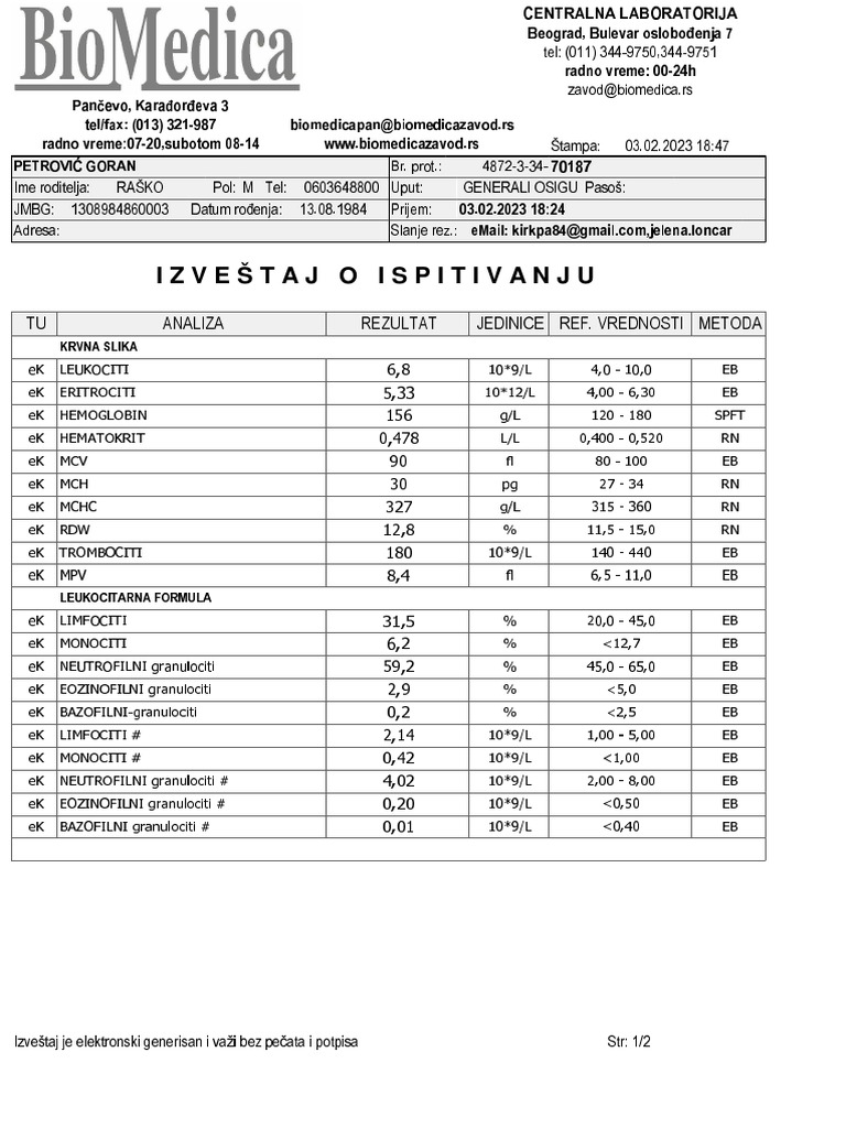 Izveštaj O Ispitivanju | PDF