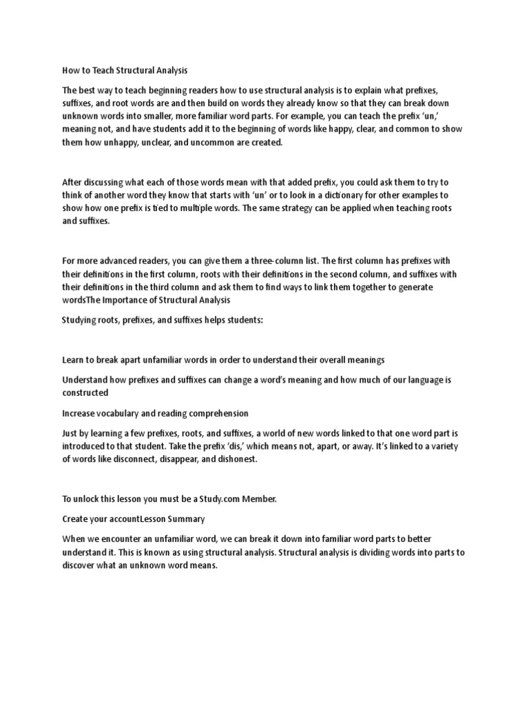 Structural Analysis To Determin Words Meaning | PDF