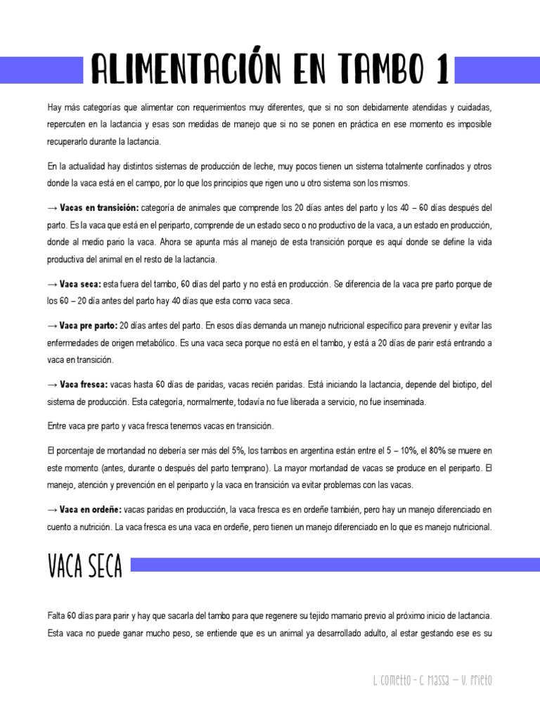 Alimentación en Tambo | PDF