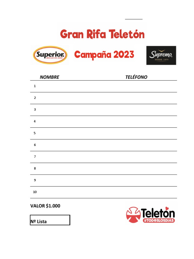 Rifa Teleton Productos Cambiaso 2023 | PDF