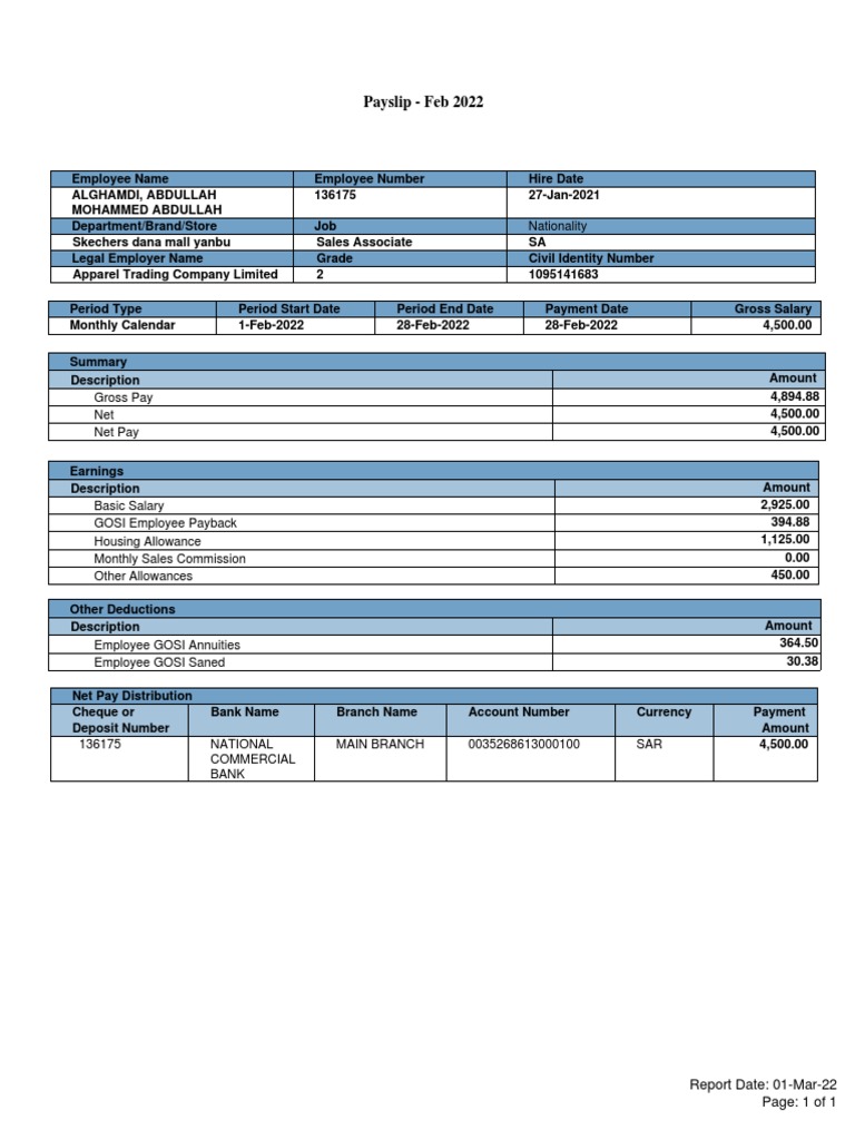 February 2022 Payslip Overview | PDF | Paycheck | Financial Services
