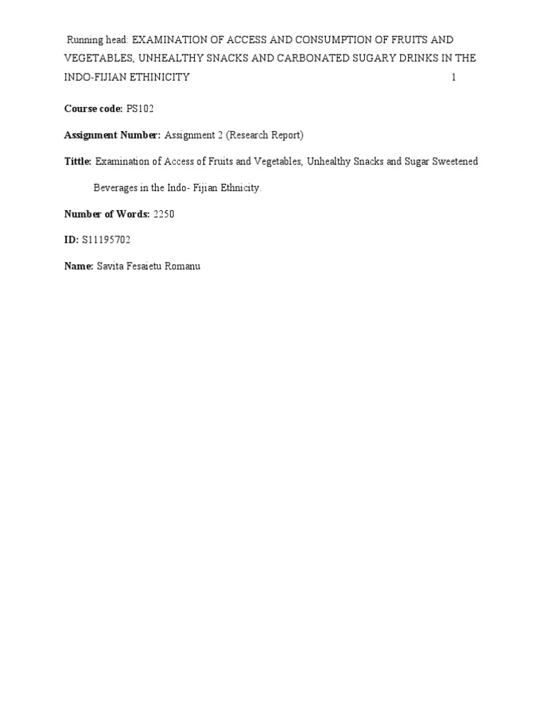 Assignment 2-Research Report (PS102) - S11195702 (Romanu Savita) | PDF