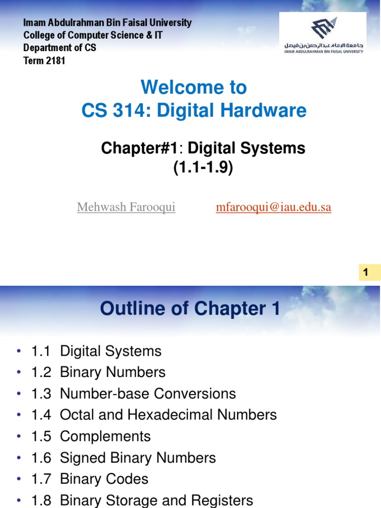 Ch1 Digital Systems And Binary Numbers Pdf Binary Coded Decimal Logic Gate