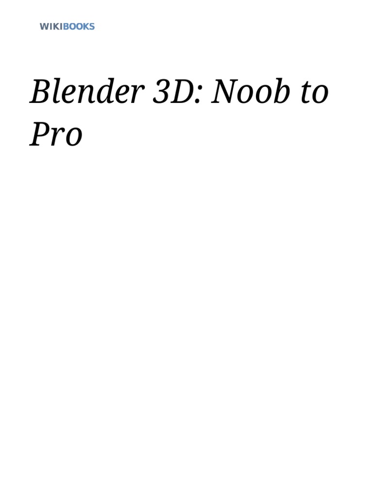 Blender 3D - Noob To Pro - Wikibooks, Open Books For An Open World ...
